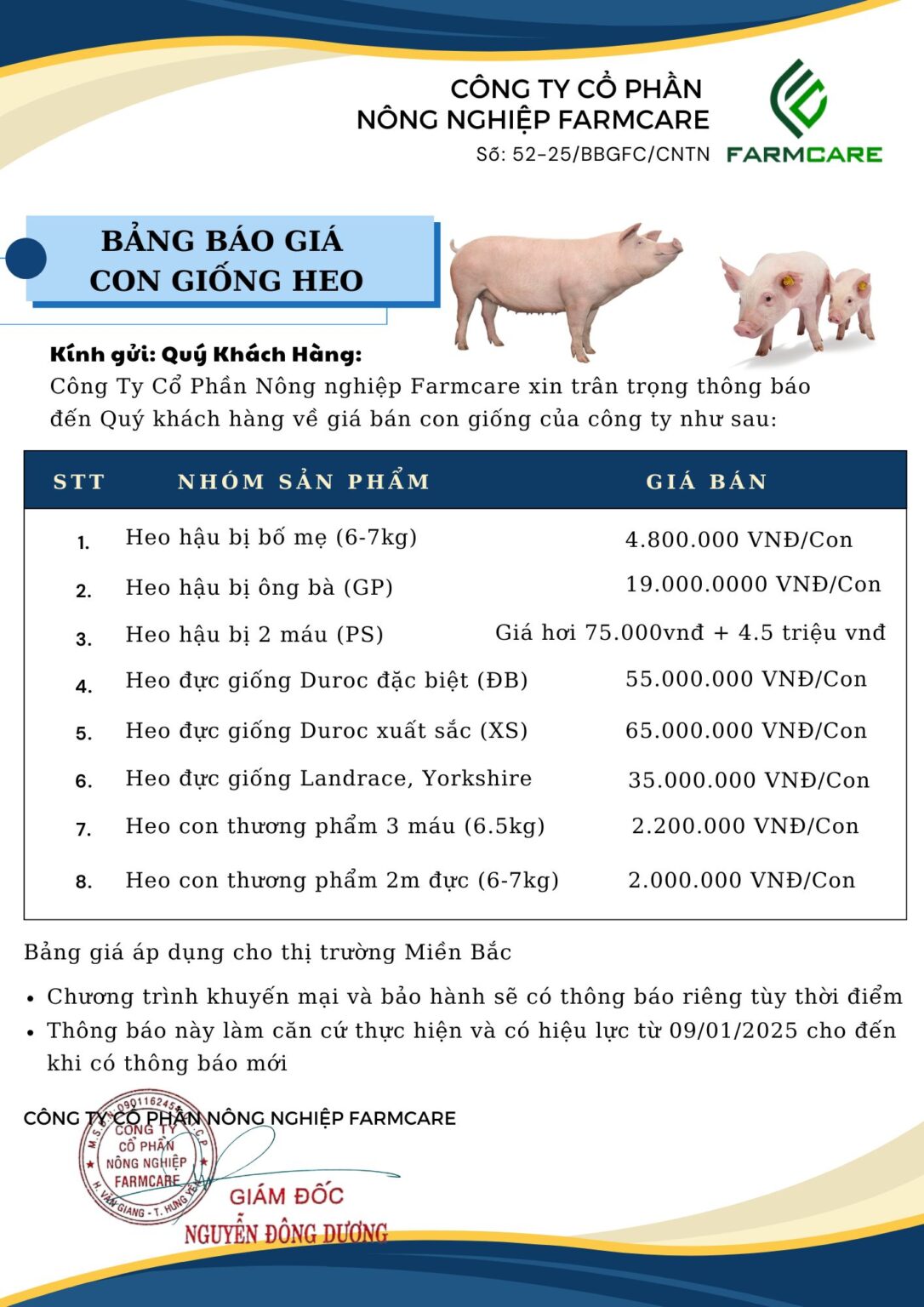 Bảng báo giá - FARMCARE
